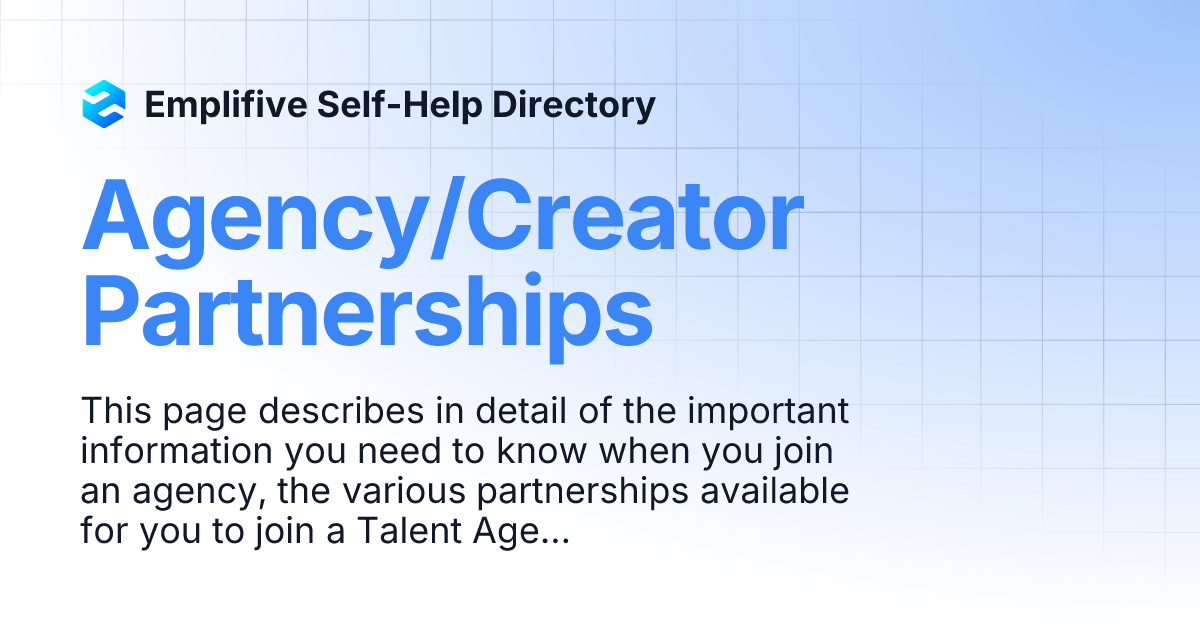 Agency/Creator Partnerships | Emplifive Self-Help Directory