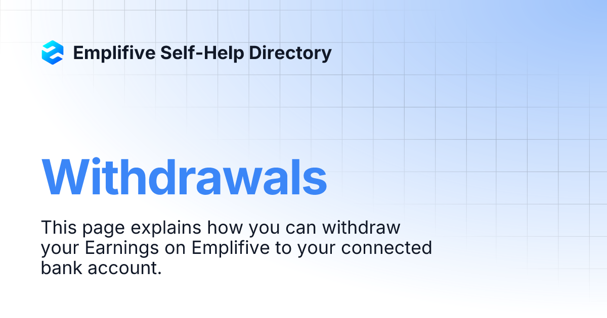 Withdrawals | Emplifive Self-Help Directory